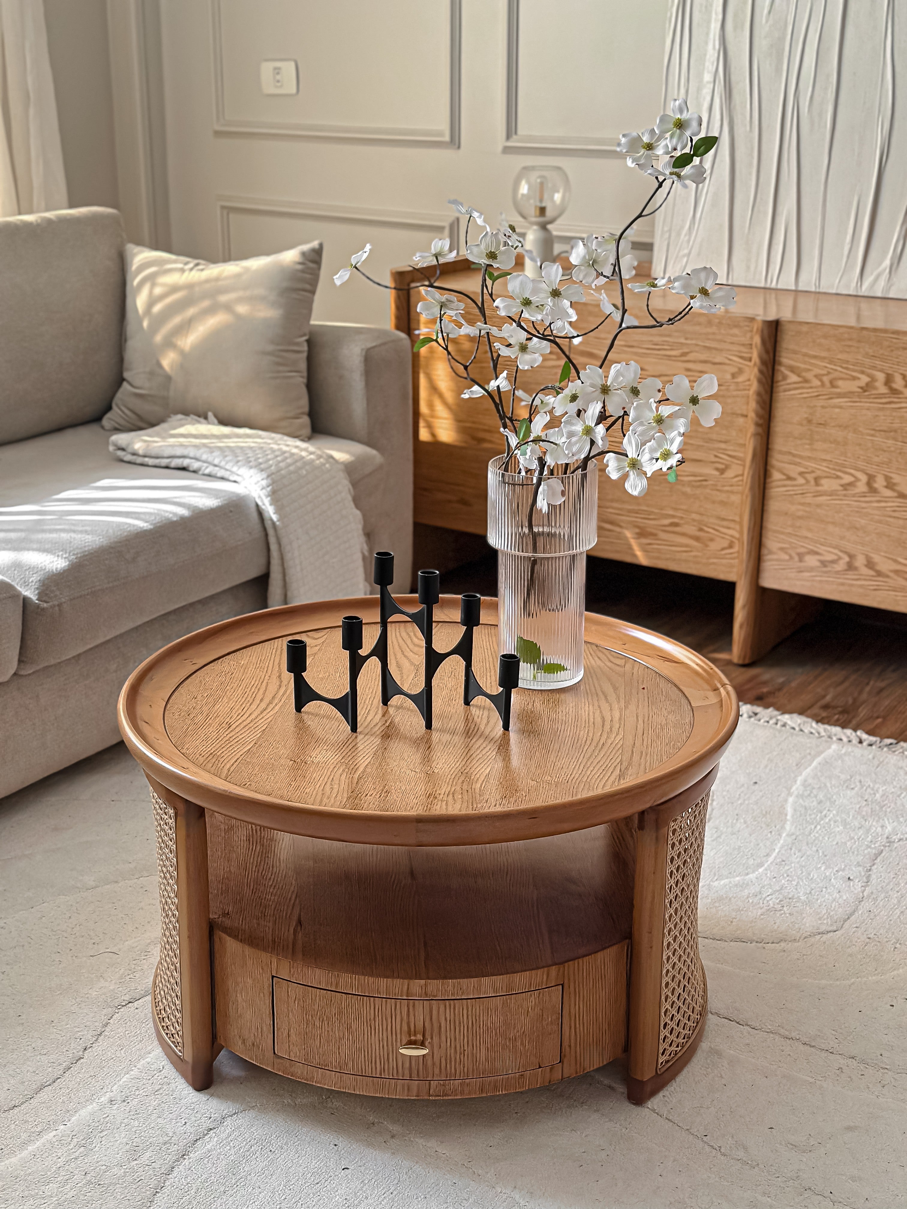 Wood & Cane Coffee Table – Minish Home
